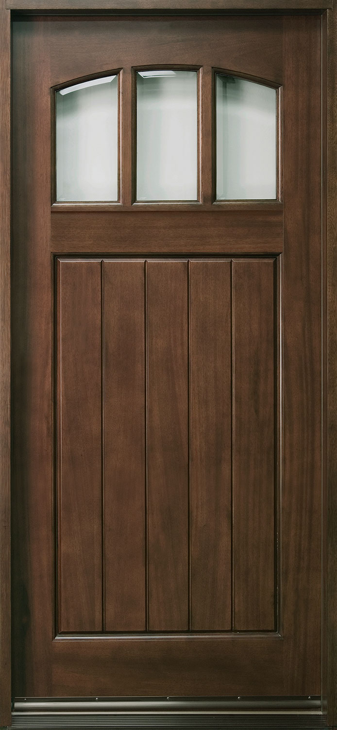211 Mahogany Walnut Craftsman Entry Door Clear Beveled Glass By